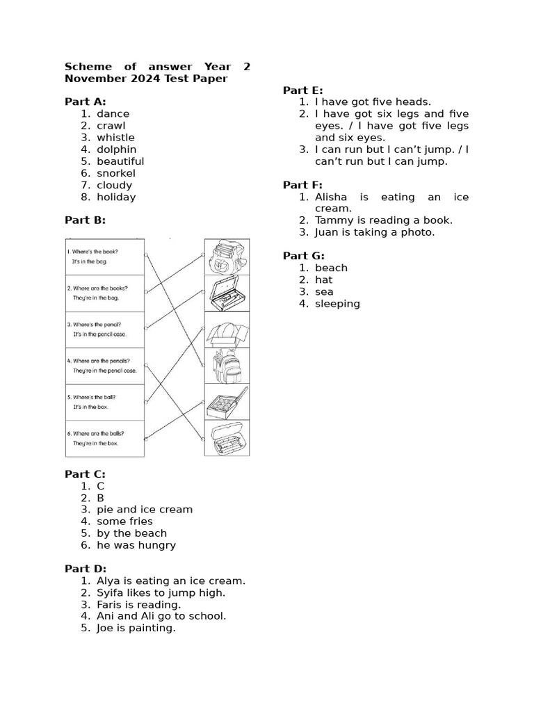 Scheme of Answer Year 2 November Test Paper | PDF