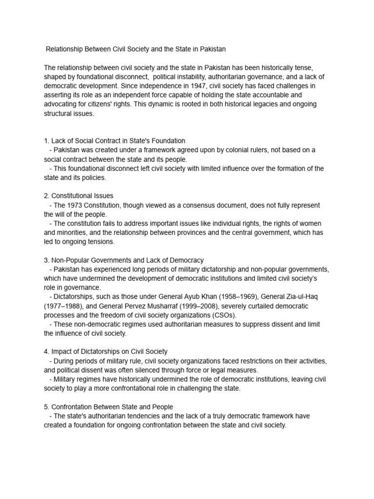 Civil Society and State Dynamics in Pakistan | PDF | Authoritarianism ...