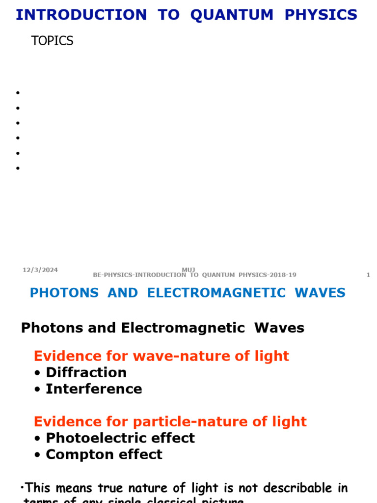6 Quantum Particle 2024 | PDF | Electron | Waves