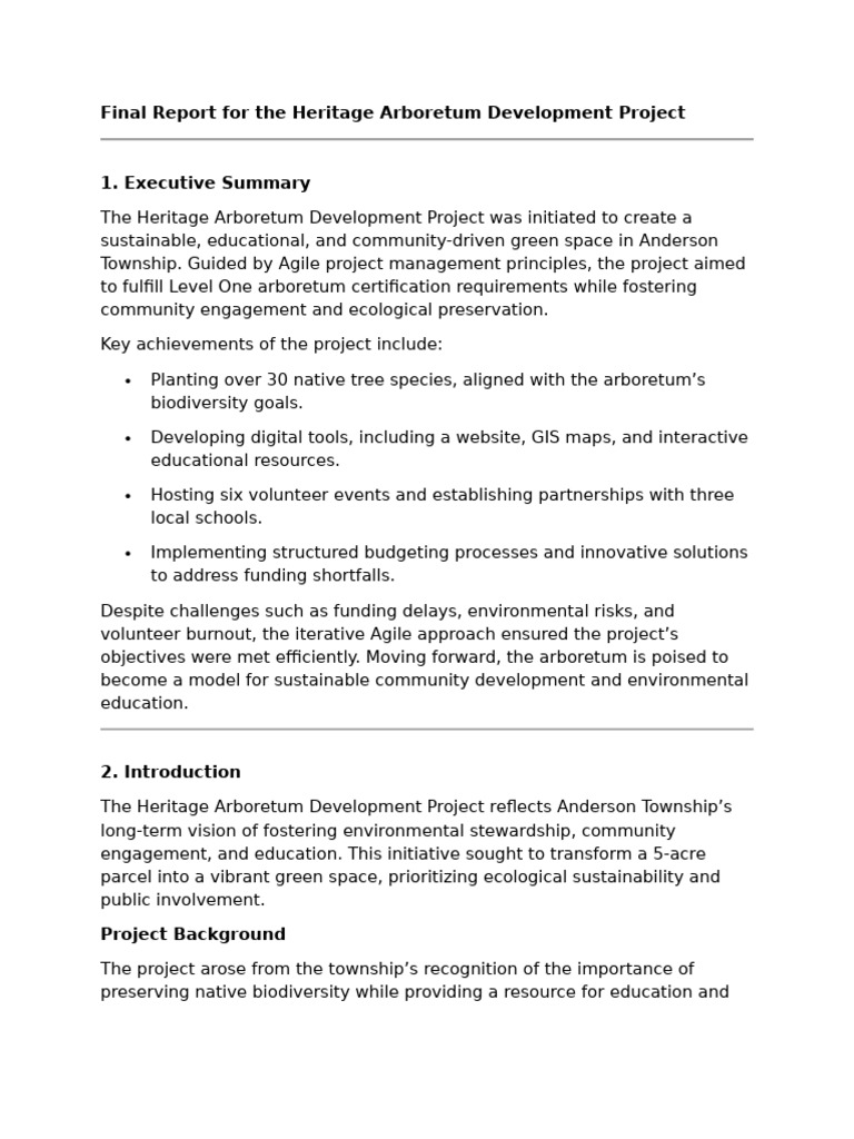Heritage Arboretum Project Report | PDF | Agile Software Development ...