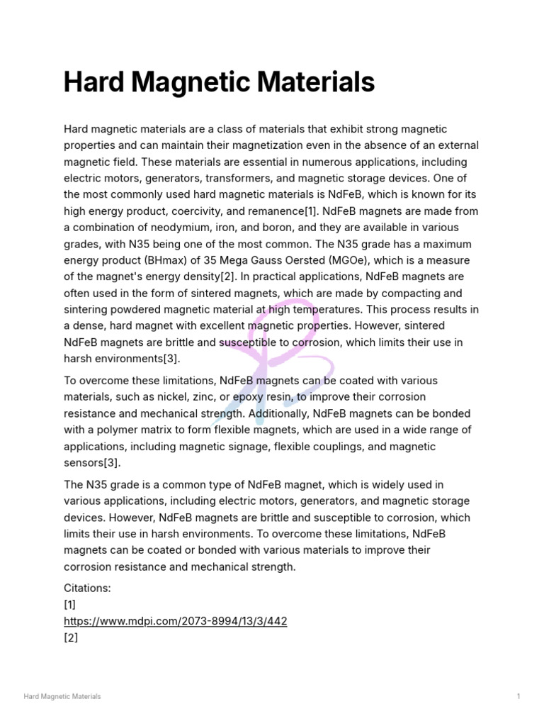 Hard Magnetic Materials | PDF | Magnet | Building Engineering