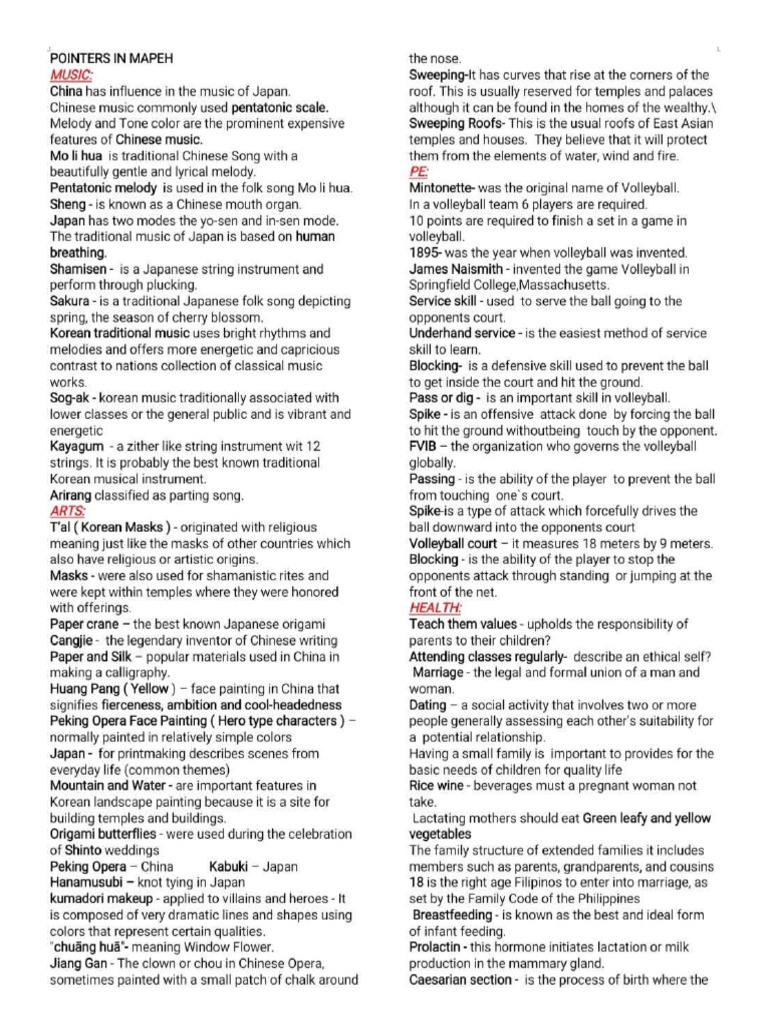 MAPEH Pointers | PDF