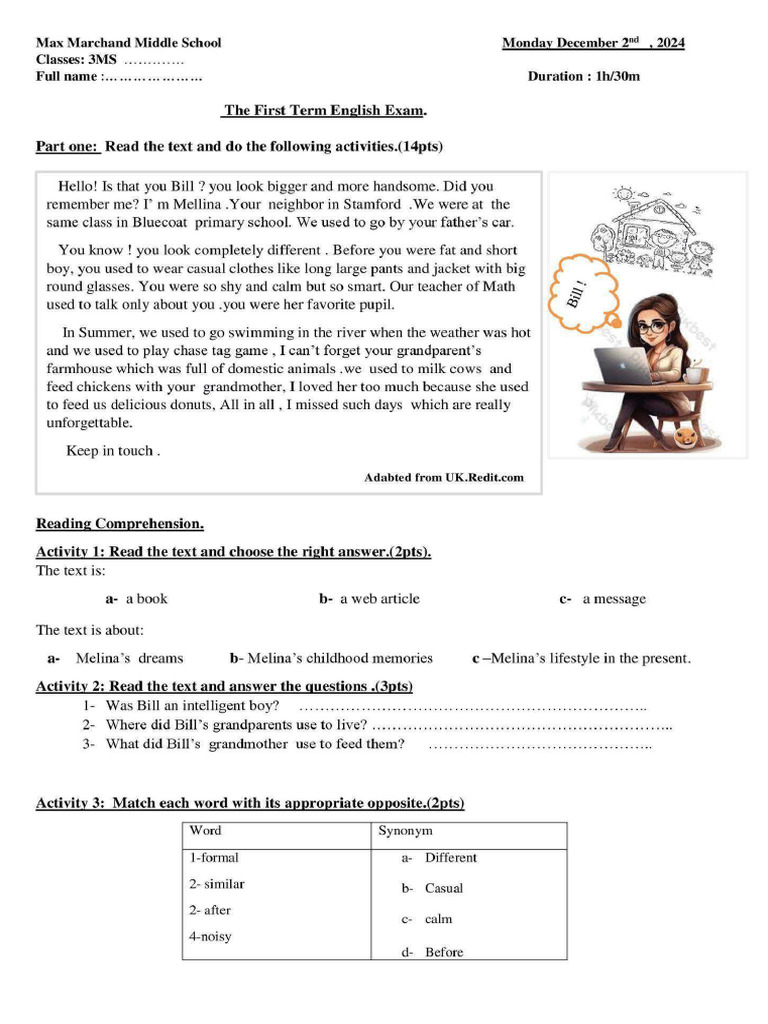 Dzexams 3am Anglais 323338 Copie Copie | PDF