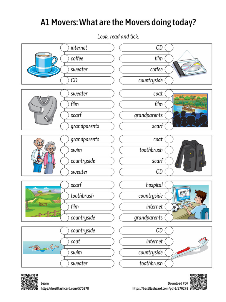 A1 Movers: Daily Activities Vocabulary | PDF