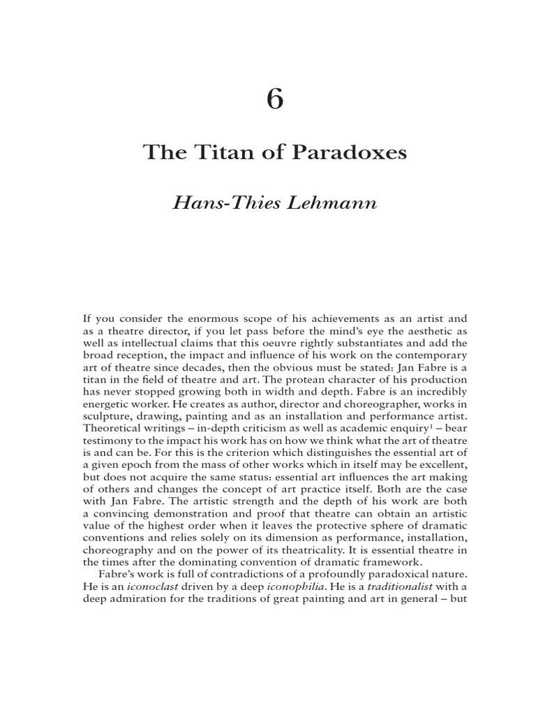Lehmann, Titan - of - Paradoxes | PDF | Theatre