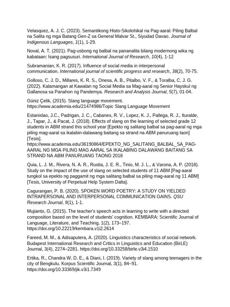 REFERENCES-RRL-FILDIS | PDF | Communication | Human Communication