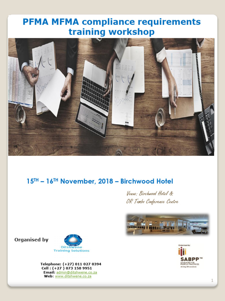 PFMA MFMA Compliance Requirements Training Workshop | PDF | Regulatory Compliance | Fee