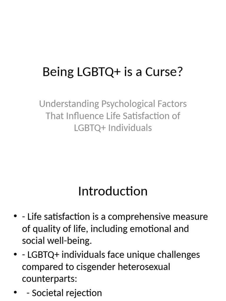 LGBTQ Life Satisfaction Detailed Presentation | PDF | Psychological ...