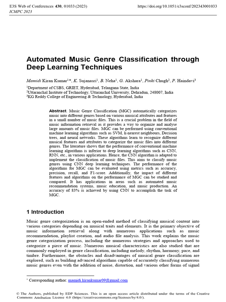 Automated Music Genre Classification Through Deep | PDF | Deep Learning ...