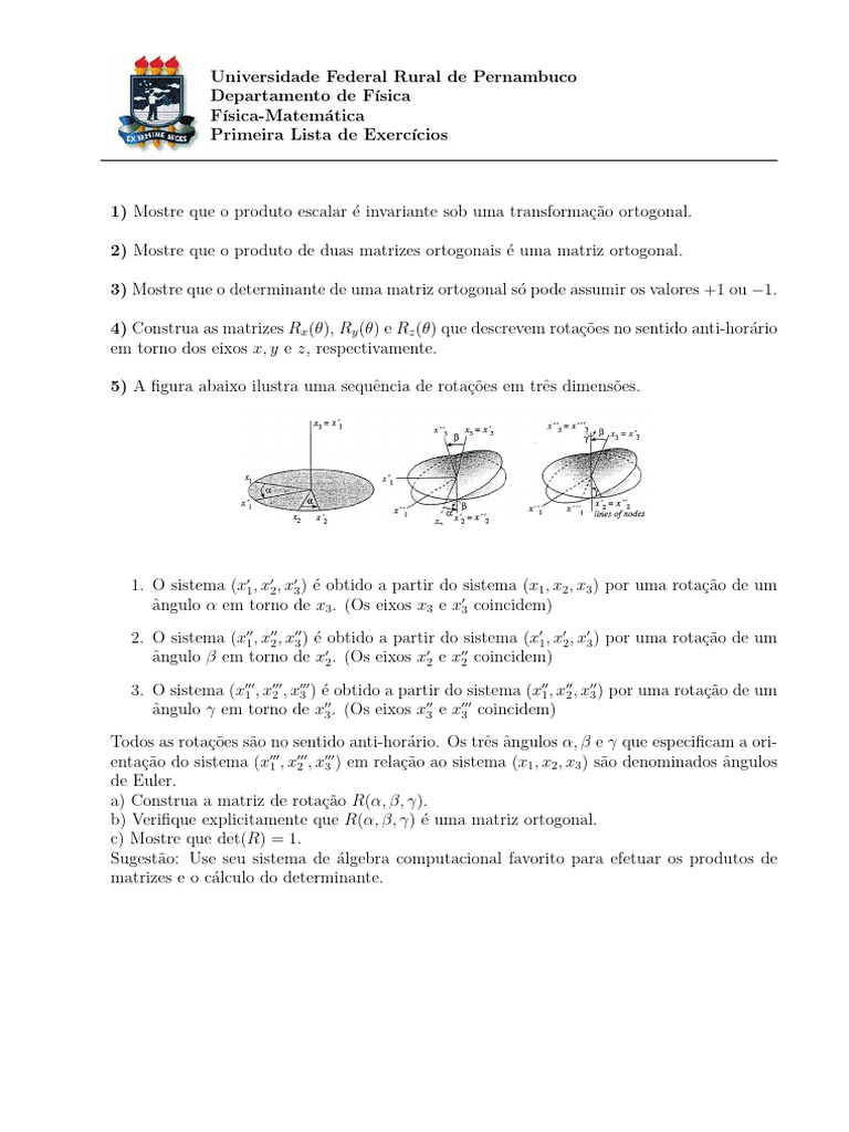 Lista1 - Física Matemática | PDF