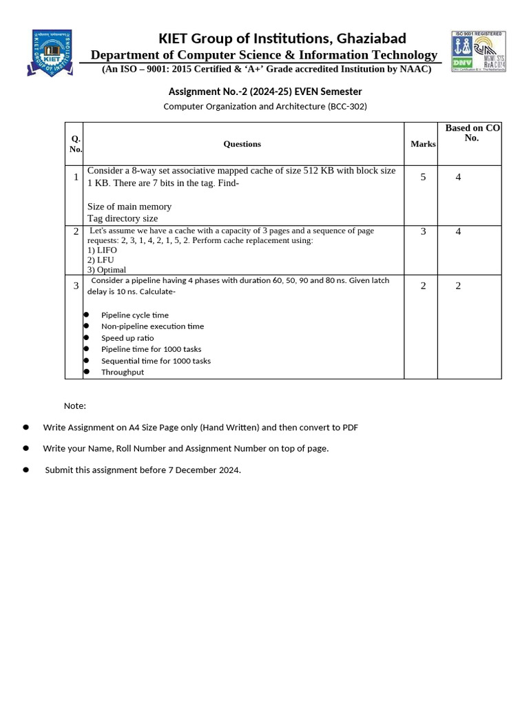 Assignment 2 COA | PDF