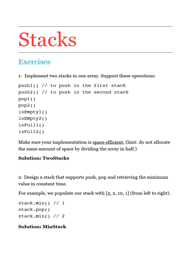13 Stacks Exercises | PDF