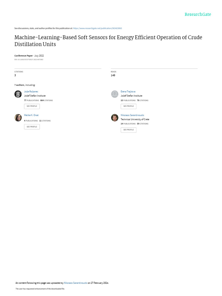 2022 ICECET Machine Learning Based Soft Sensors For Energy Efficient Operation of Crude ...