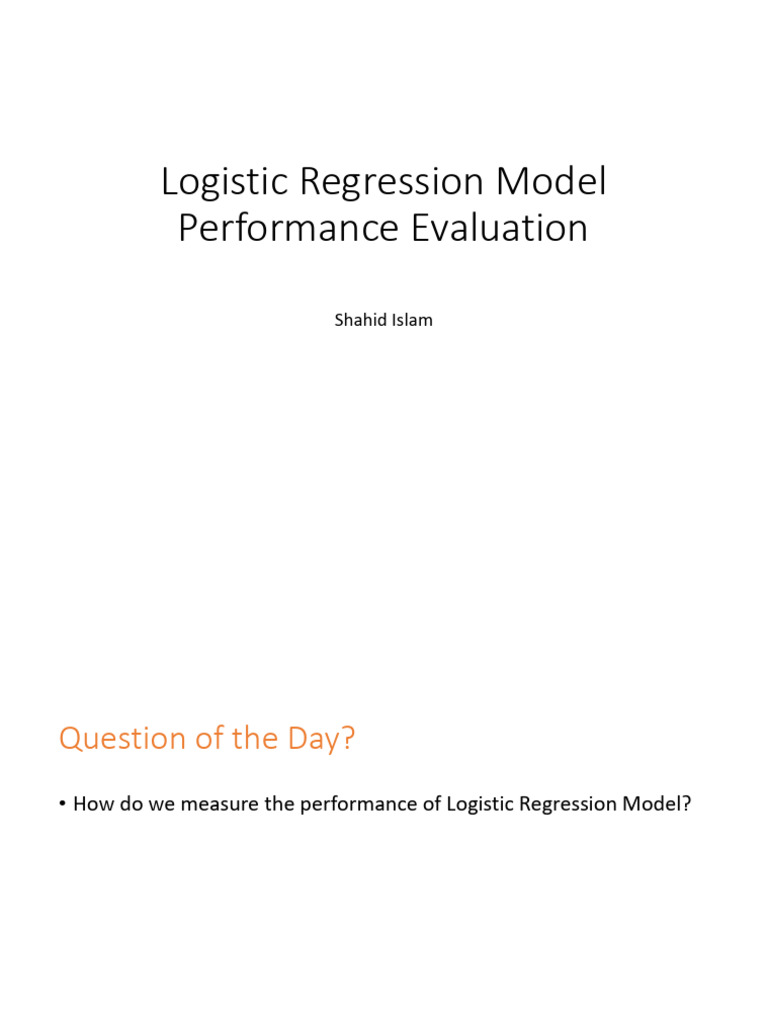 Lec 7 - Logistic Regression Performance | PDF