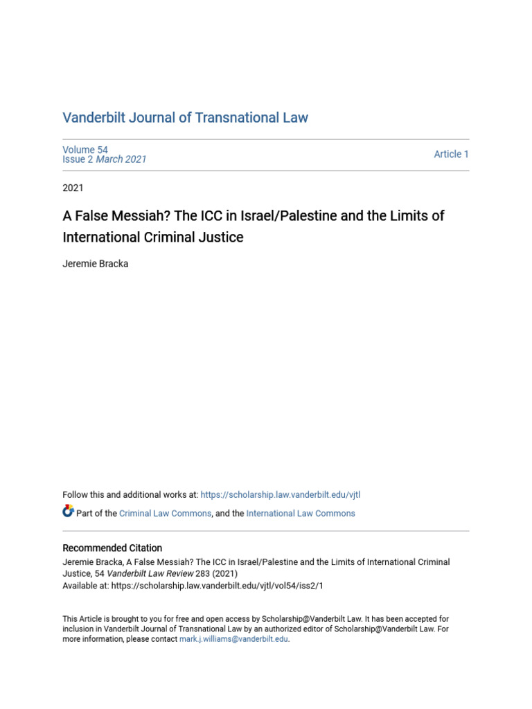 A False Messiah_ The ICC in Israel_Palestine and the Limits of In | PDF ...
