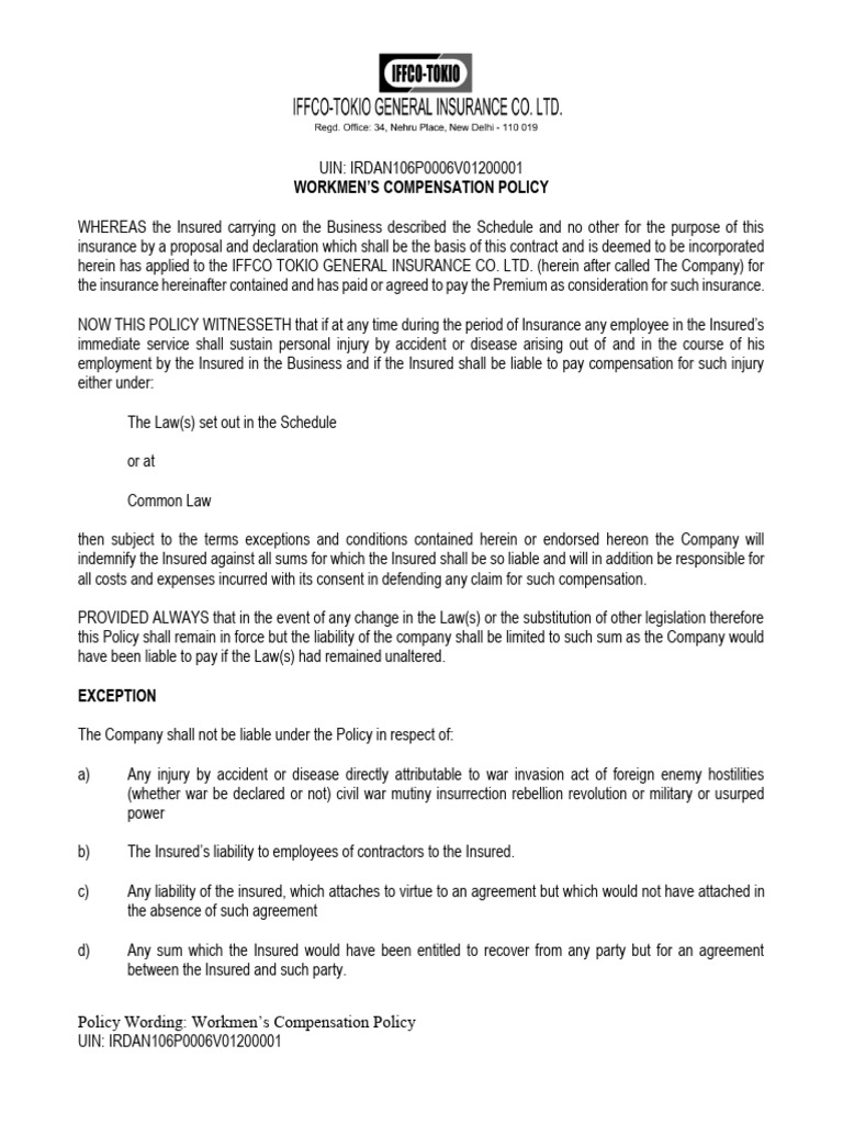 WC-policy_241119_155851 | PDF | Insurance | Liability Insurance