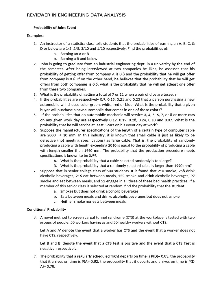 Probability of Joint Event | PDF | Probability Distribution | Random ...