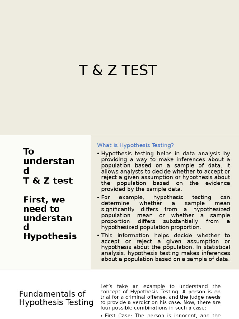 T_ F_ Z- test | PDF | Statistical Hypothesis Testing | P Value