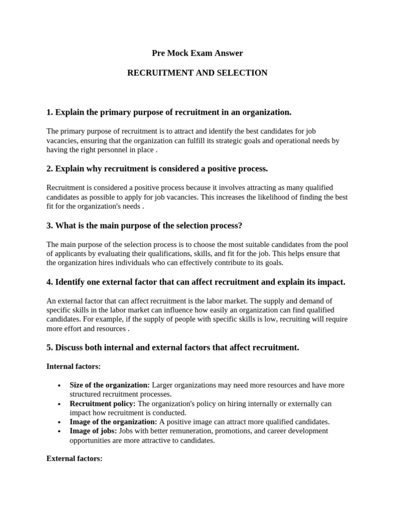 Answer Recruitment Selection | PDF | Recruitment | Employee Retention