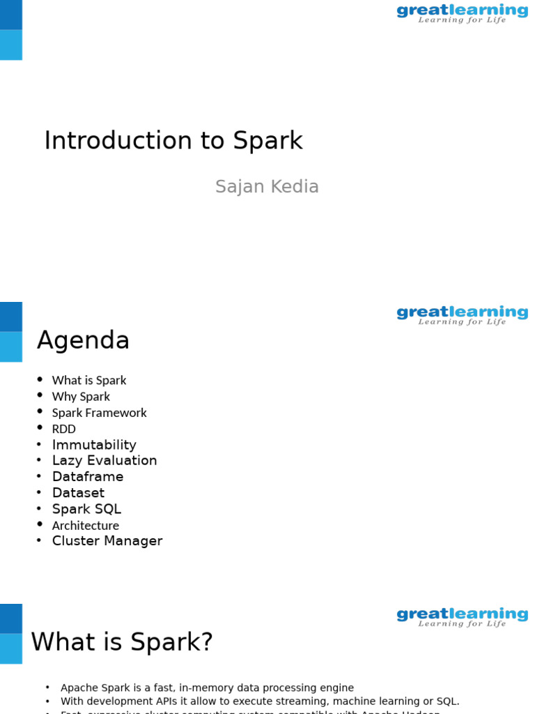 Introduction to Spark | PDF | Apache Spark | Computer Programming Introduction to Spark | PDF | Apache Spark | Computer Programming