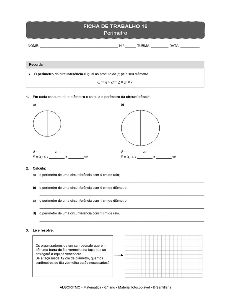 SANTILLANA MAT6 FichasTrabalho 16 | PDF