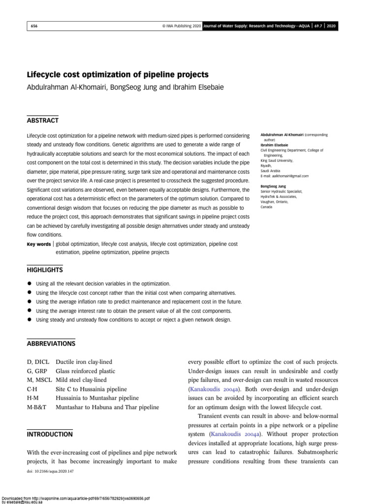 Manuscript Copy | PDF | Mathematical Optimization | Pipe (Fluid Conveyance)