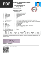 KU A Unit Admit Card | PDF