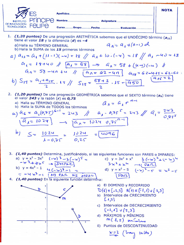 3º ESO Examen Matemáticas - Global 3 Evaluación A (Con Solución) | PDF
