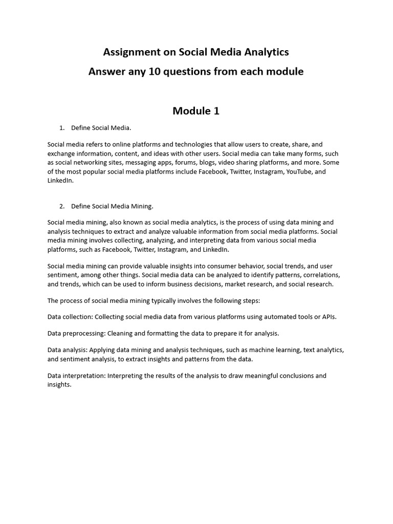 Assignment On Social Media Analytics | PDF | Popular Culture & Media ...