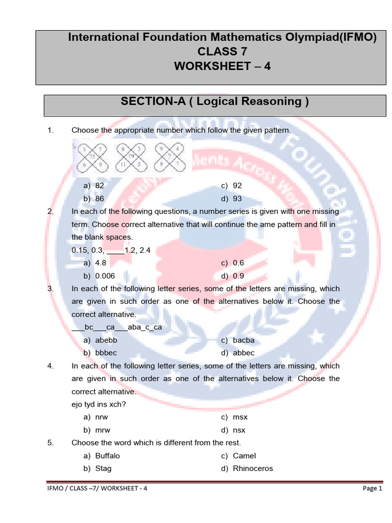 IFMO Class 7 Worksheet 4 Answers | PDF | Euclidean Geometry ...