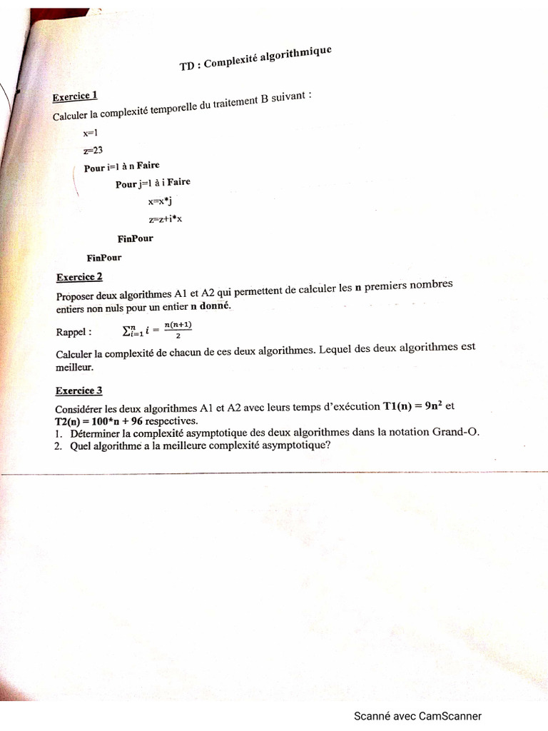 Corrigé TD Complexité | PDF