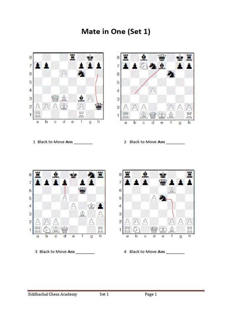 Mate in 1 Puzzle Exercise - Ans | PDF