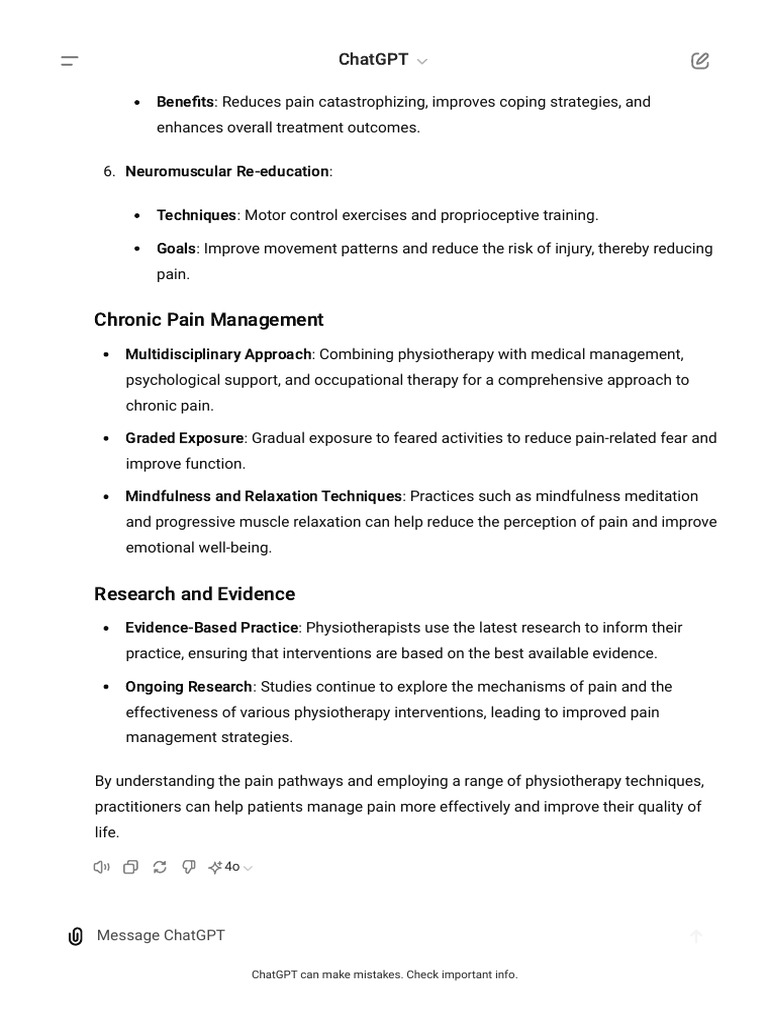 Pain Pathway Physiotherapy Overview | PDF