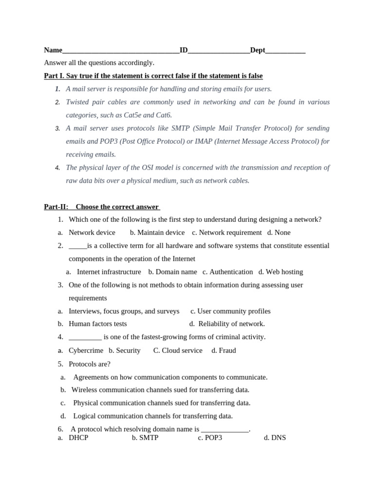 Level IV Exam | PDF | Computer Network | Internet