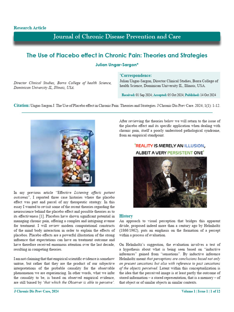 The Use of Placebo Effect in Chronic Pain Theories and Strategies | PDF ...