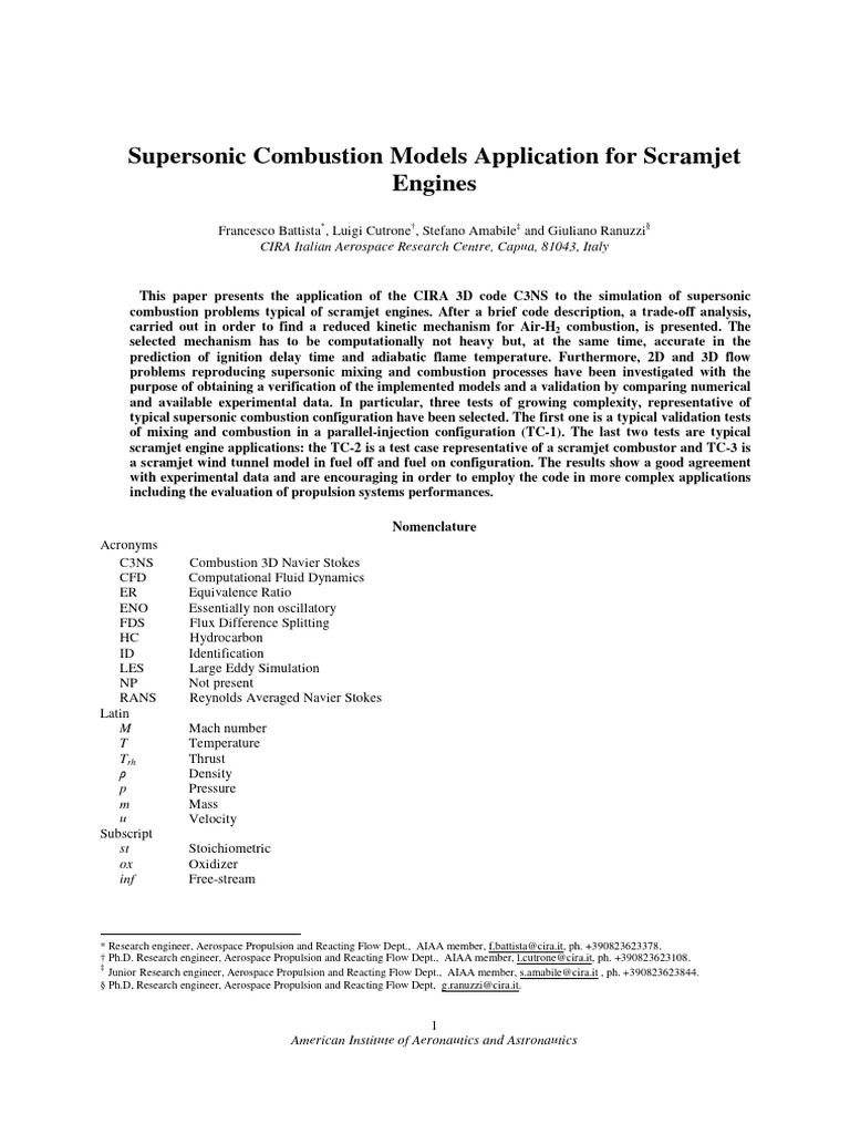 Supersonic Combustion Models Application for Scramjet Engines | PDF ... Supersonic Combustion Models Application for Scramjet Engines | PDF ...