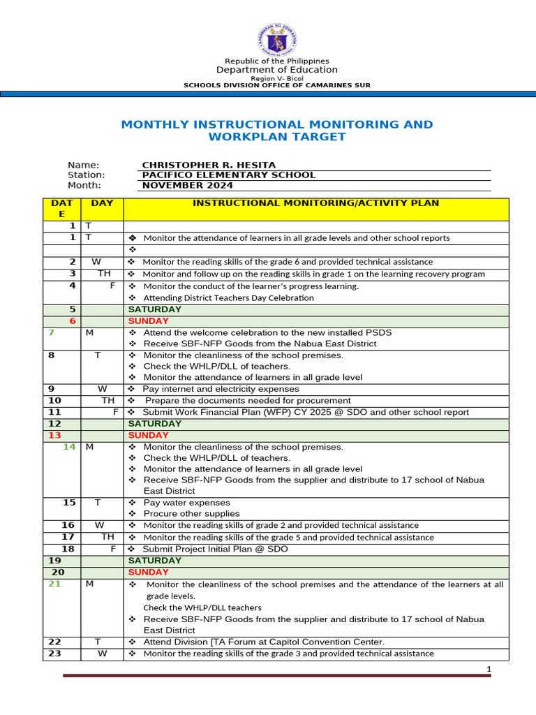 NOVEMBER 2024 Monthly-Monitoring-and-Activity-Plan (1) (1) Tope | PDF ...