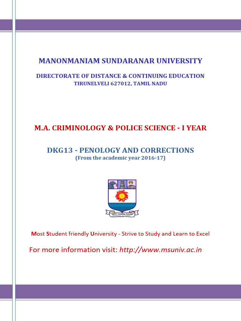 M.A. Criminology Penology Syllabus | PDF | Punishments | Crimes