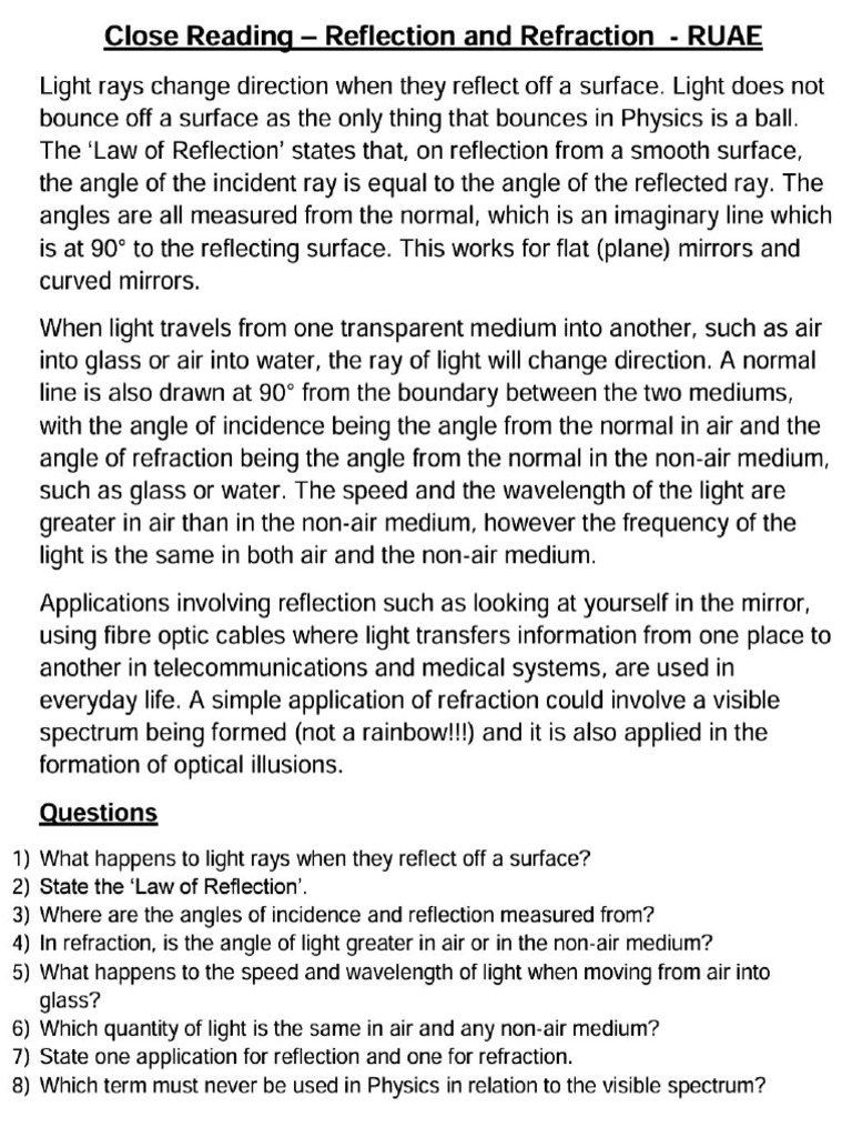 Light Homework | PDF