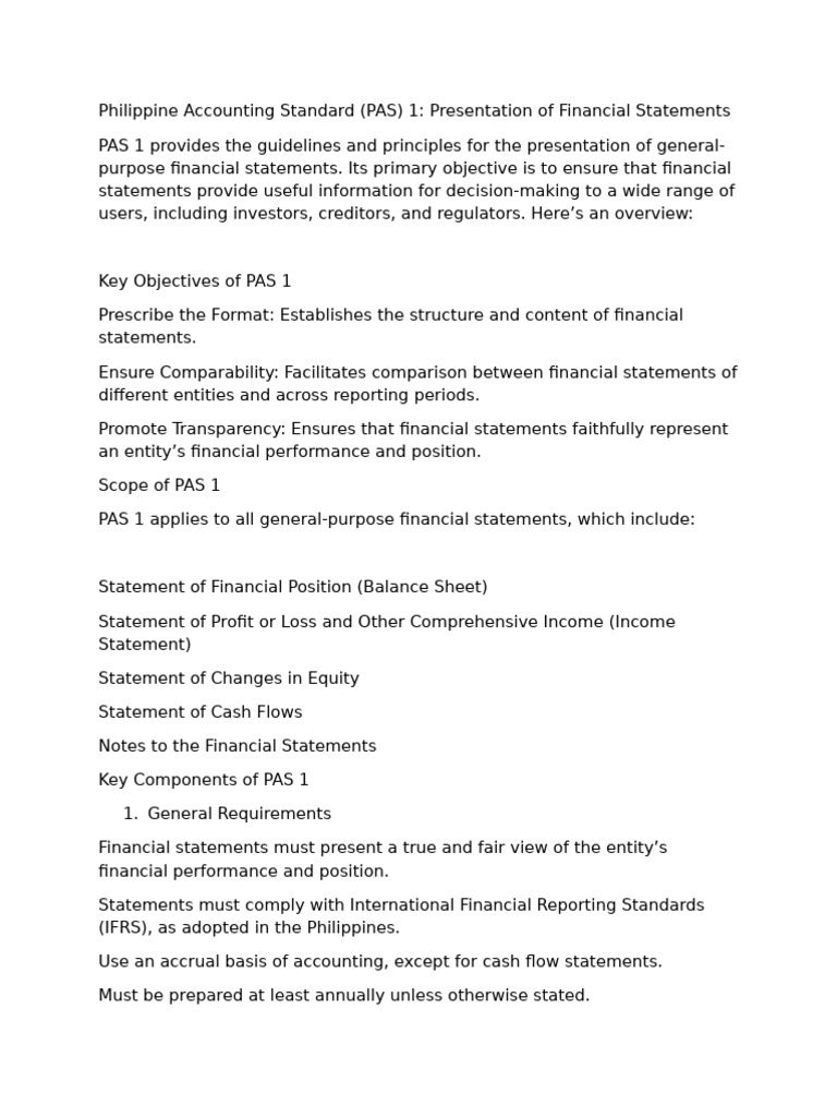 PAS 1 | PDF | Financial Statement | Balance Sheet