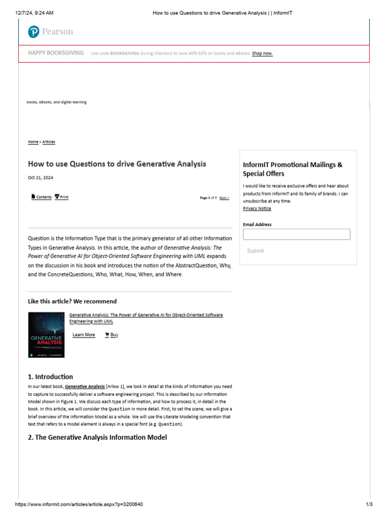 How To Use Questions To Drive Generative Analysis - InformIT | PDF | Truth | Proposition
