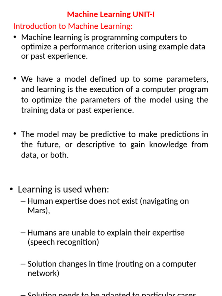 Machine Learning Unit-1.2 | PDF | Machine Learning | Computational ...