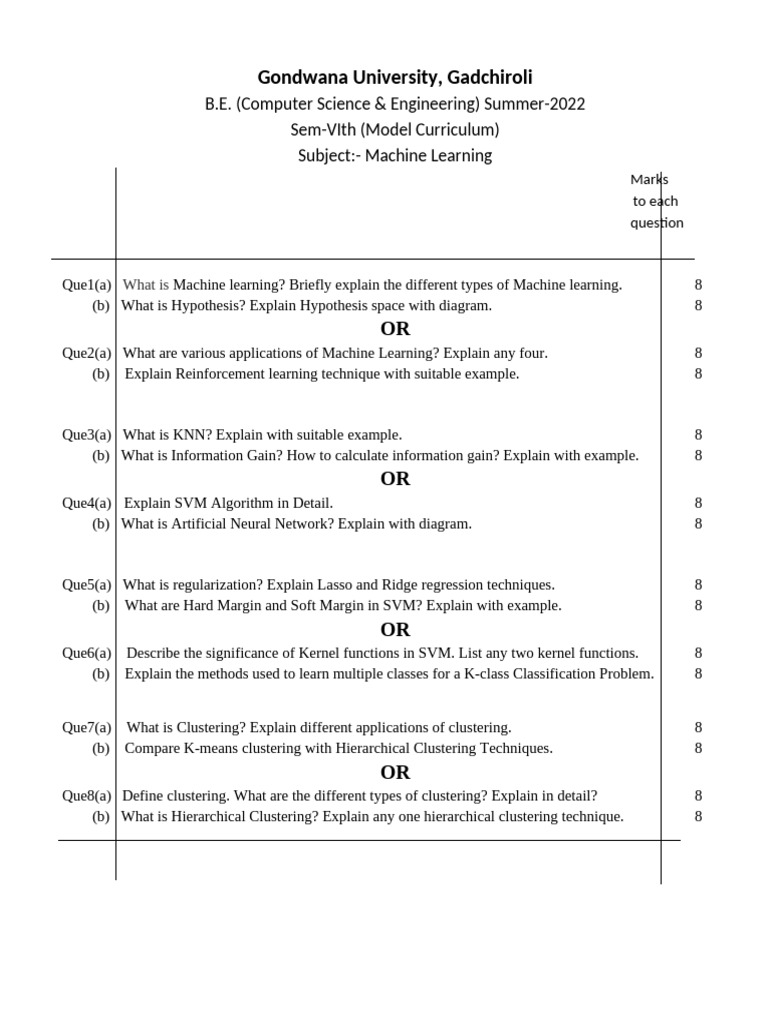 Machine Learning Question Paper Set-3 | PDF | Support Vector Machine ... Machine Learning Question Paper Set-3 | PDF | Support Vector Machine ...