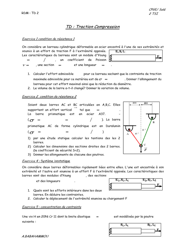 TD de RDM 2 TRaction - Compression | PDF | Résistance des matériaux | Mécanique newtonienne