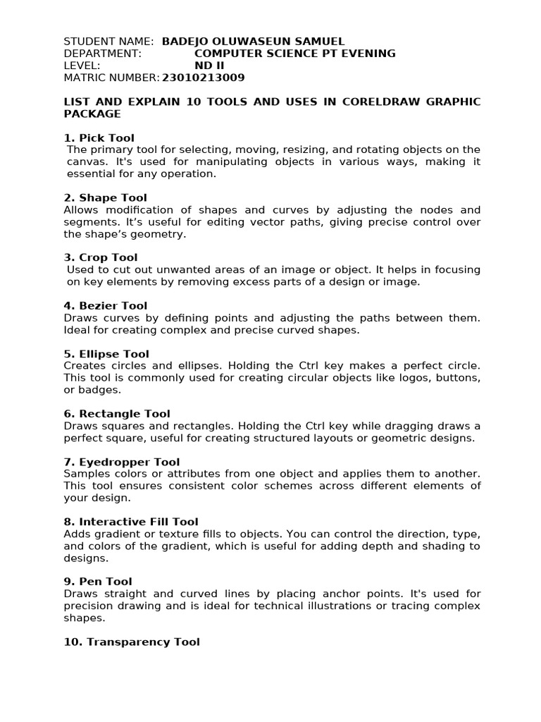 Badejo Oluwaseun Samuel Coreldraw | PDF