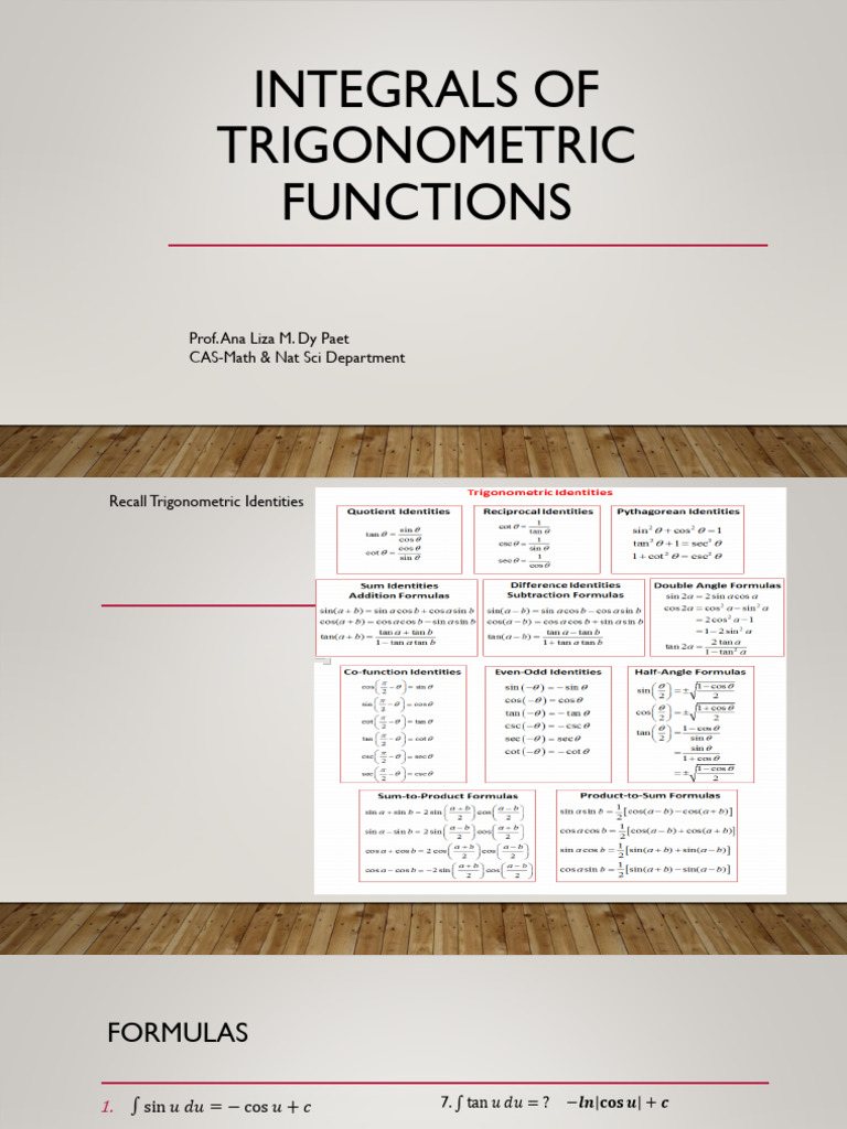M7 Integrals of Trigonometric Functions | PDF | Elementary Mathematics ...