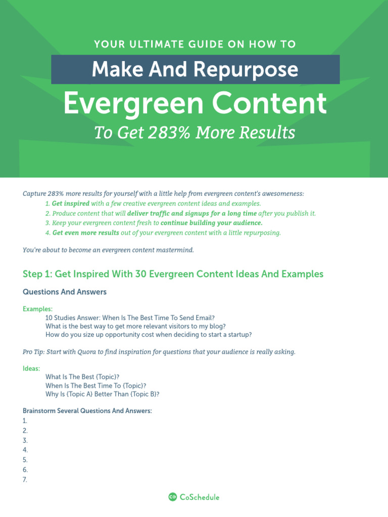 Boost Traffic with Evergreen Content Tips | PDF | Brainstorming ...