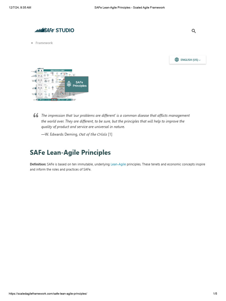 SAFe Lean-Agile Principles - Scaled Agile Framework | PDF | Business