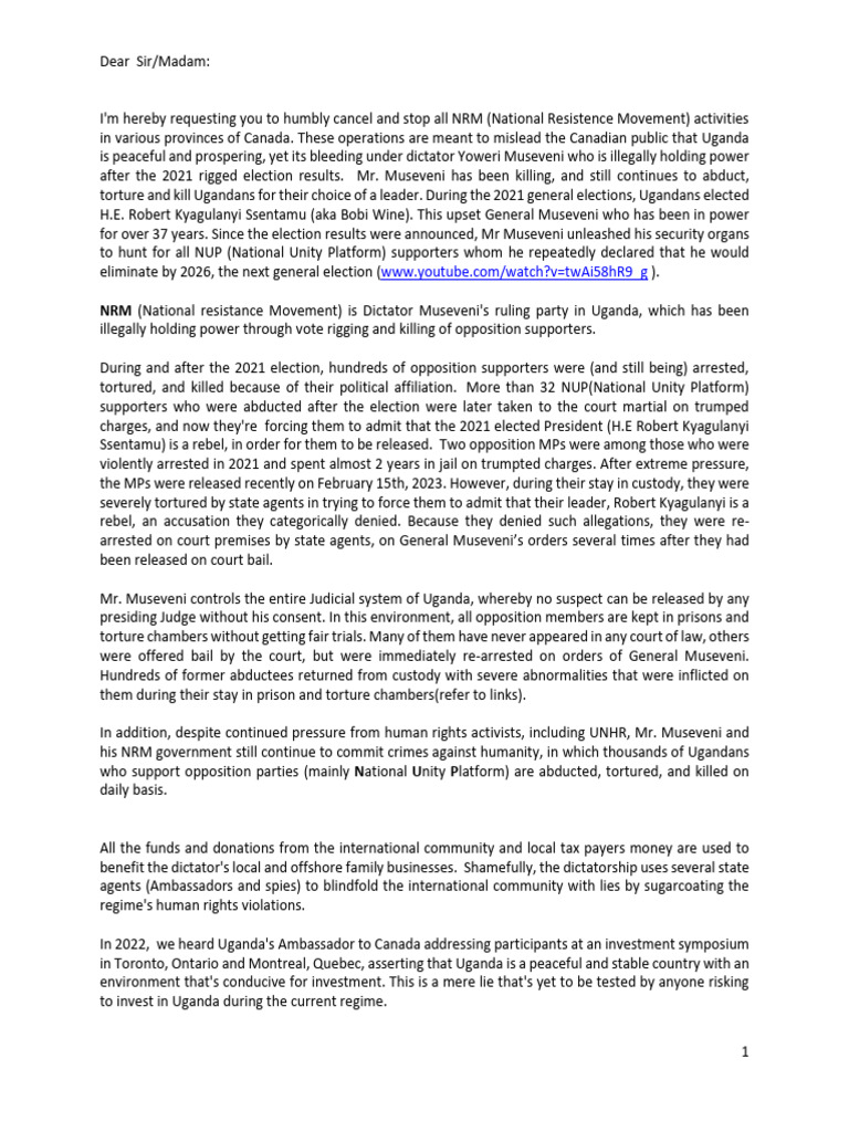 Nrm Symposium 2023 | PDF | Uganda | Human Rights