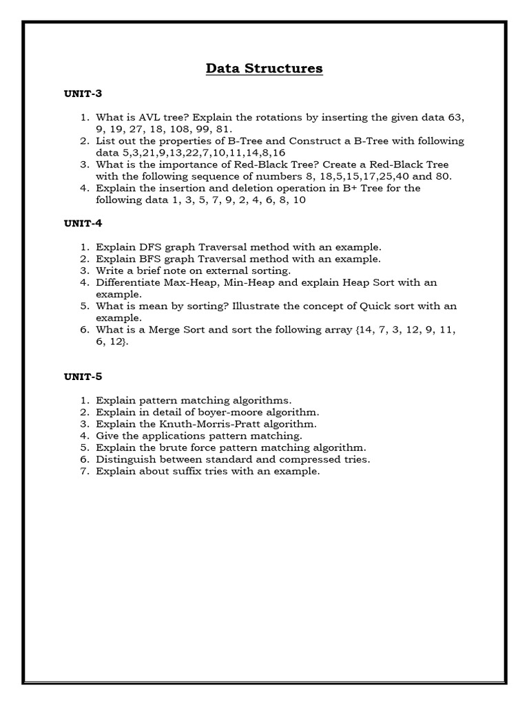 Data Structures Mid-2 Imp Questions | PDF